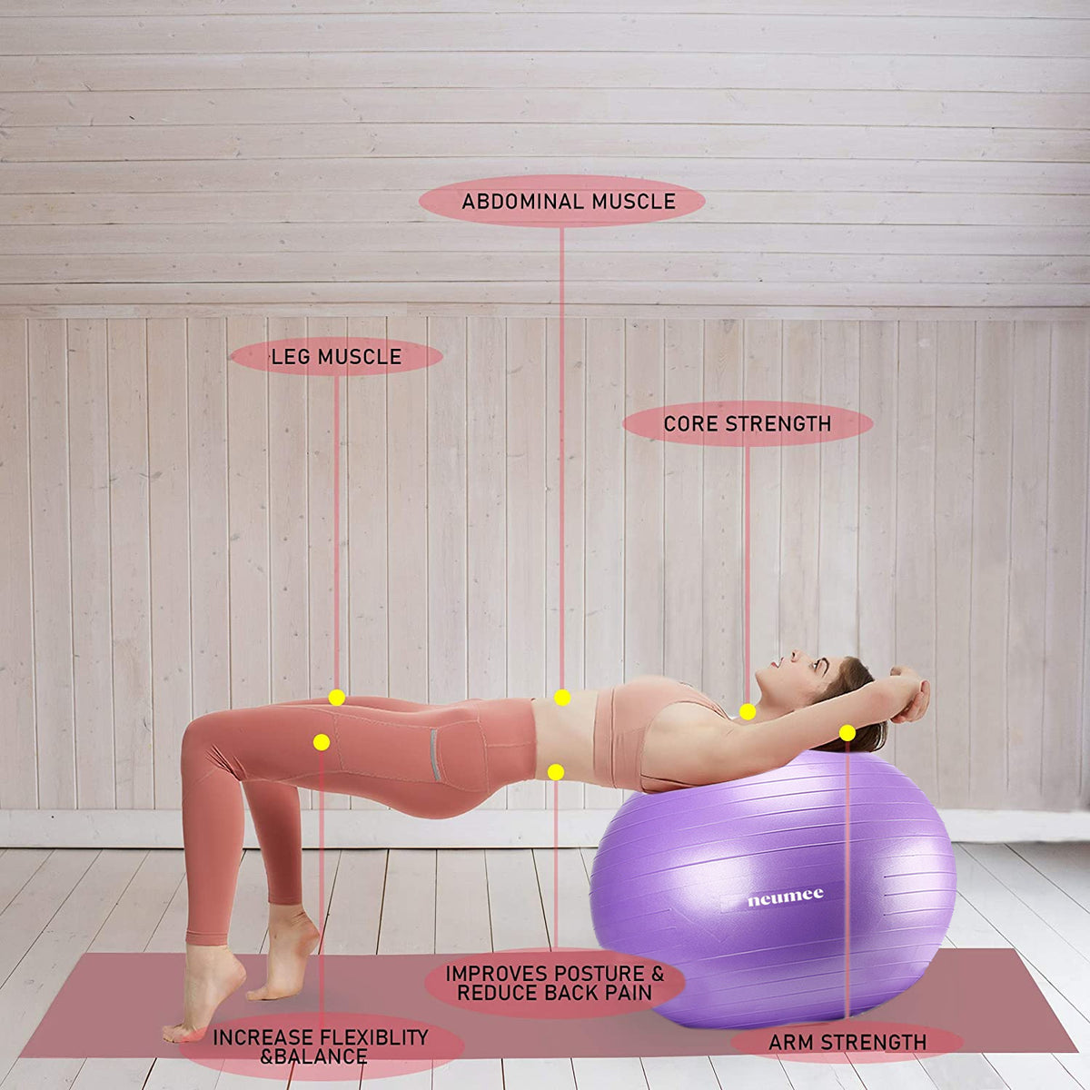 Fitness Yoga Ball for Flat Stomach with Resistance Bands, Large Size ...